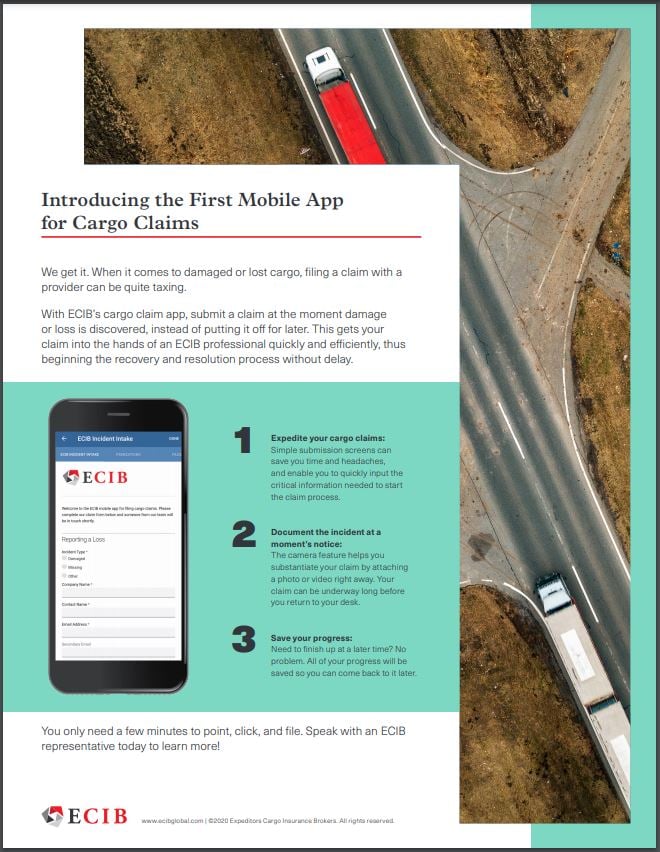 ECIB Mobile App for Cargo Claims Flyer